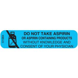 WARNING LABEL 1-9/16 X 3/8 DO NOT TAKE ASPIRIN