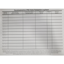 PSEUDOEPHEDRINE PRODUCT REGISTER - LOG BOOK