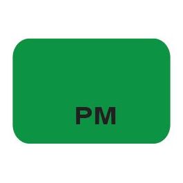 SHEETED LABELS PM BLACK PRINT ON GREEN 15 X 1 1600/PK